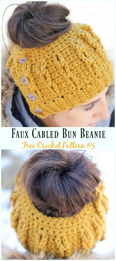 Cabled Beanie Hat Free Crochet Patterns - all sizes