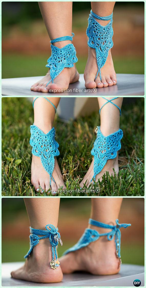 Crochet Women Barefoot Sandal Anklets Free Patterns