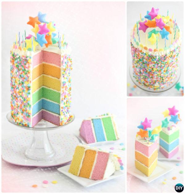 DIY Rainbow Cake Recipes Cake Design [Picture Insructions]